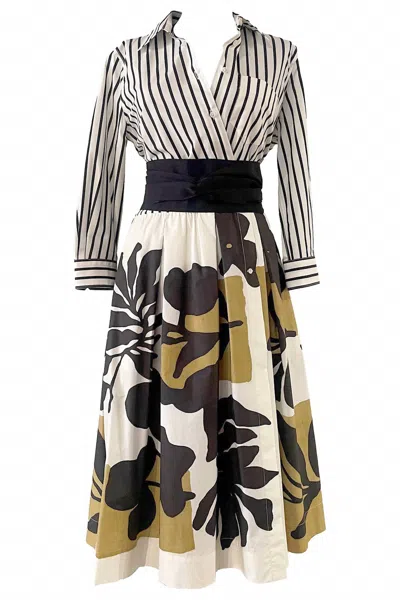 Sara Roka Elanat Dress In Black And Cream In Multi | ModeSens