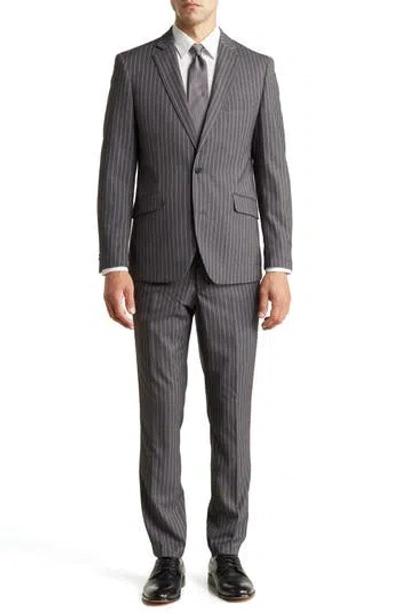 Savile Row Co Classic Fit Pinstripe Suit In Dark Grey | ModeSens