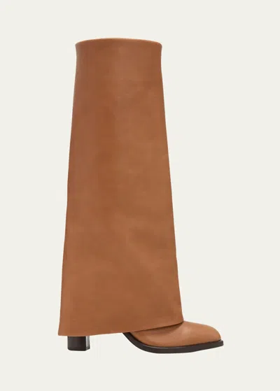 See By Chloé Melia Lambskin Fold-over Collar Boots In Tan | ModeSens