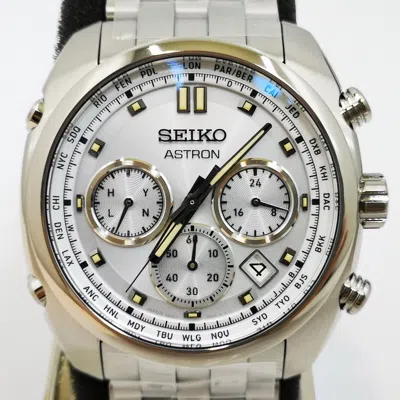 Pre-owned Seiko Astron Origin Sbxy025 White Titanium Chronograph Solar ...