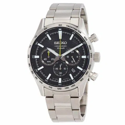 Seiko Ssb413p1 Men's Chronograph Watch, Black Dial, Stainless Steel ...