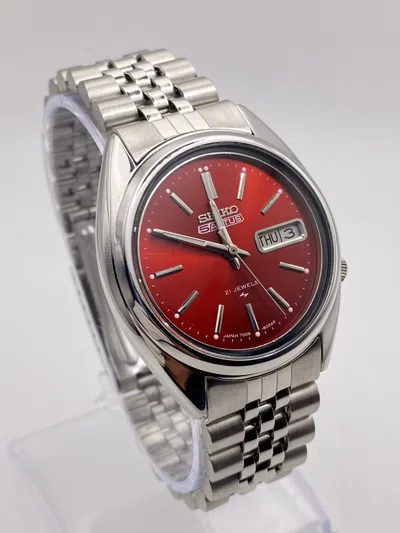Pre-owned Seiko X Vintage Seiko 5 Automatic 7009 Movement Red Dial Men ...