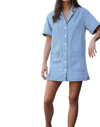 Self Contrast Ozel Shirt Dress In Denim Stripe In Multi | ModeSens