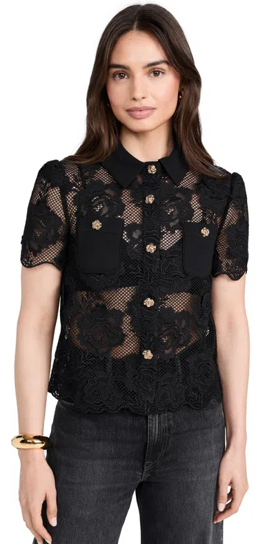 Self-portrait Black Lace Top Black | ModeSens