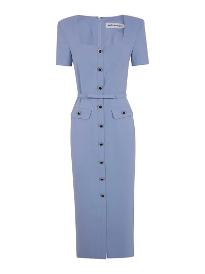 Self-portrait Vestido Largo - Azul | ModeSens