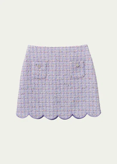 Self-portrait Self Portrait Girls Boucle Mini Skirt In Purple | ModeSens