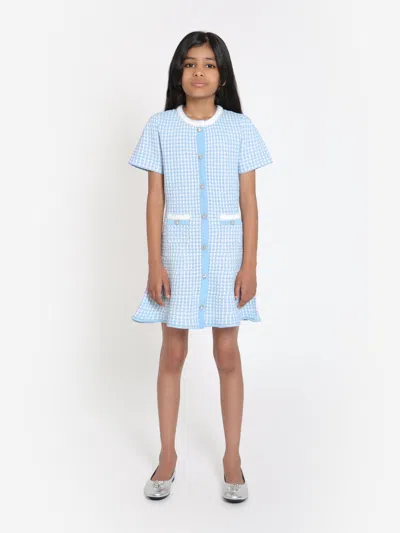 Self-portrait Kids' Self Portrait Girls Knit Dress In Blue | ModeSens