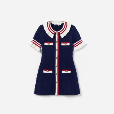 Self-portrait Babies' Girls Textured Knit Dress In Blue | ModeSens
