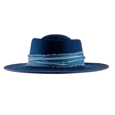 Shaded The Label Women's Carbis Navy Blue Wool Boater Hat | ModeSens