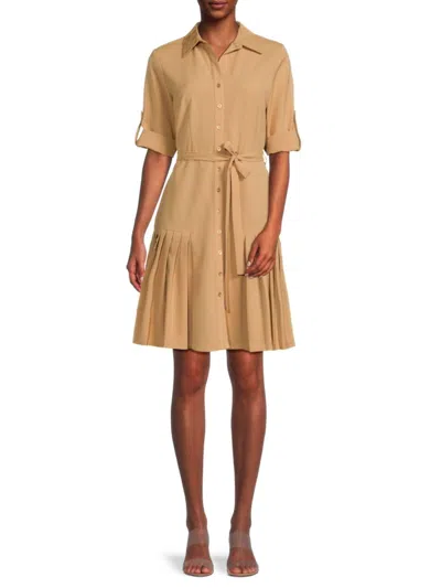 Sharagano Women's Belted Tiered Fit & Flare Minidress In Hazelnut ...