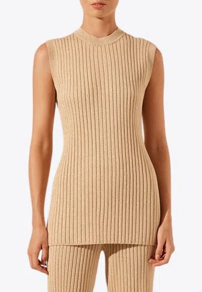 Shona Joy Livia Ribbed Tunic Top In Beige | ModeSens