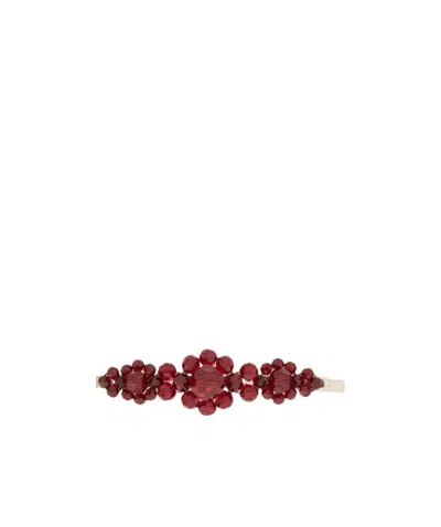 Simone Rocha Beaded Flower Hairpin In Red | ModeSens