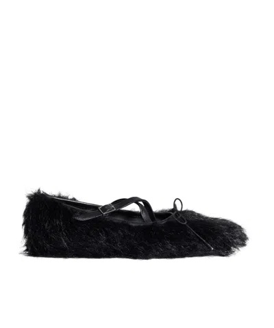 Simone Rocha Faux-fur Ballet Flats In Black | ModeSens