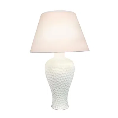 Simple Designs Textured Stucco Curvy Ceramic Table Lamp In White | ModeSens