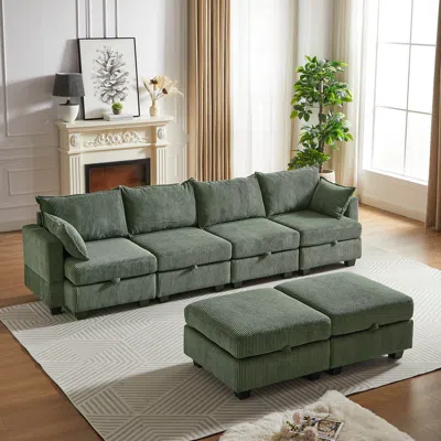 Simplie Fun Modular Sectional Sofa With Storage And Convertible Sleeper ...