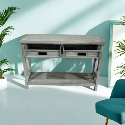 Simplie Fun Whitewashed Wood 2-drawer Console Table In Gray | ModeSens