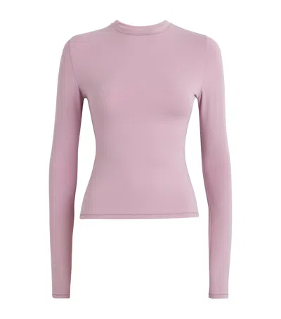 Skims Cotton-blend Long-sleeve T-shirt In Pink | ModeSens