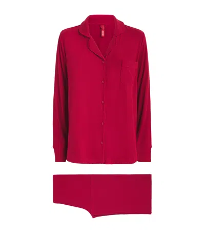 Skims Soft Lounge Ribbed Pyjama Set In Red | ModeSens