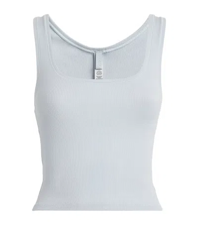 Skims Stretch-cotton Ribbed Tank Top In Blue | ModeSens