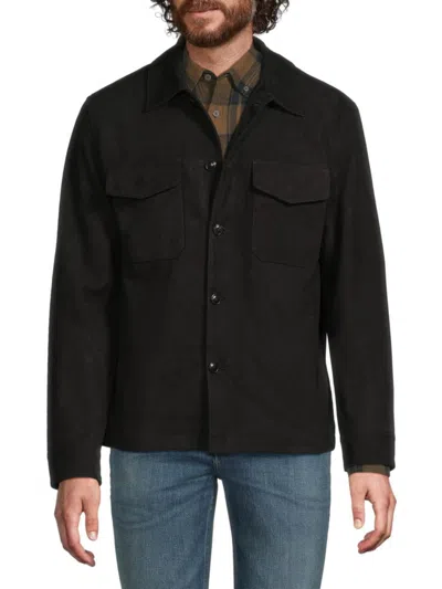Slate & Stone Slate And Stone Men's Suede Shirt Jacket In Washed Black ...