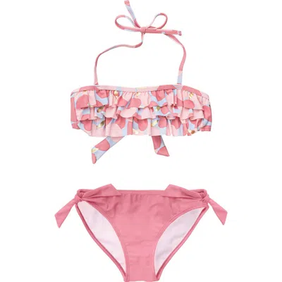 Snapper Rock Kids' Apple Love Ruffled Bikini Set In Pink | ModeSens