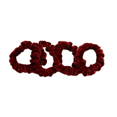 Soft Strokes Silk Women's Red Silk Velvet Handmade Mini Scrunchie Set ...