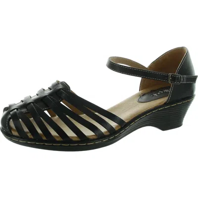 Softspots Tatianna Womens Leather Heels Huarache Sandals In Black ...