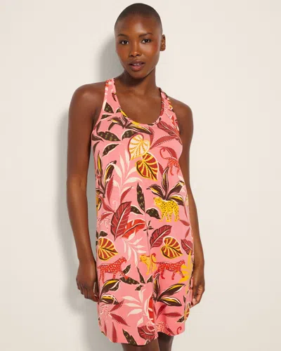 Soma Women s Cool Nights Sleep Tank Top Nightgown In Orange Size Xs In Paw metto Palms Coral H ModeSens