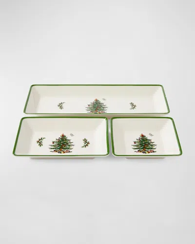 Spode Christmas Tree Traditional 3-piece Nesting Tray Set In Green ...
