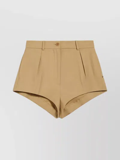 Sportmax Pleated Front Shorts With Belt Loops And Slits In Brown | ModeSens