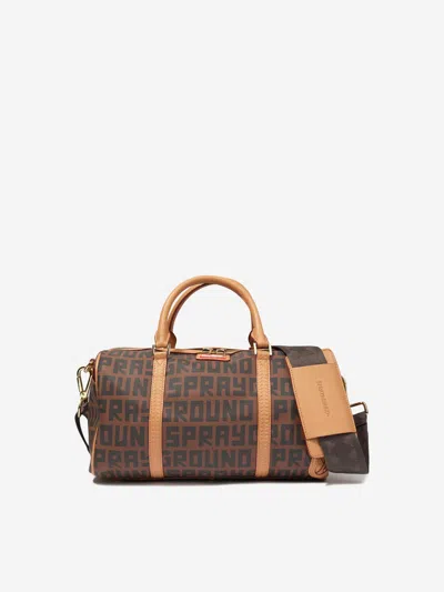 Sprayground Kids Infiniti Money Check Split Mini Duffle Bag In Brown ...
