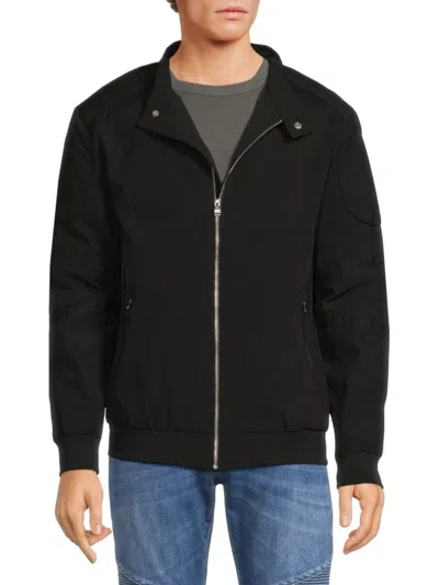 Spring + Mercer Men's Band Collar Bomber Jacket In Black | ModeSens