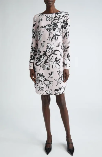 St John St. John Collection Magnolia Floral Long Sleeve Silk Dress In ...