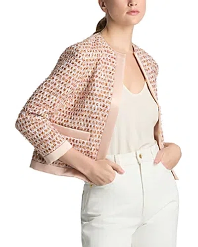 St John Mixed Media Jacket In Blossom/dark Claret Multi | ModeSens