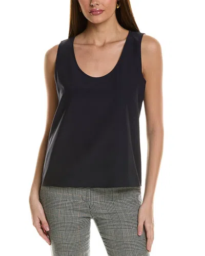 St John St. John Scoop Neck Silk-blend Shell In Navy | ModeSens