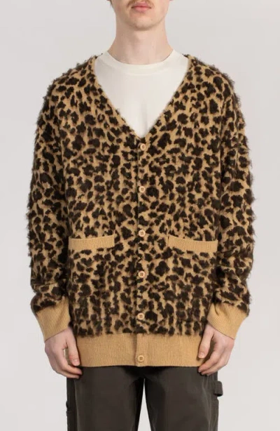Stan Ray Oversize Fuzzy Leopard Camo Cardigan In Leopard Camo Mohair ...