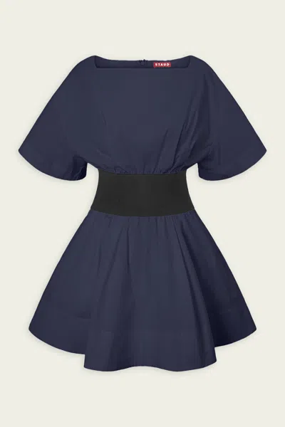 Staud Amy Mini Dress In Navy Black In Blue | ModeSens