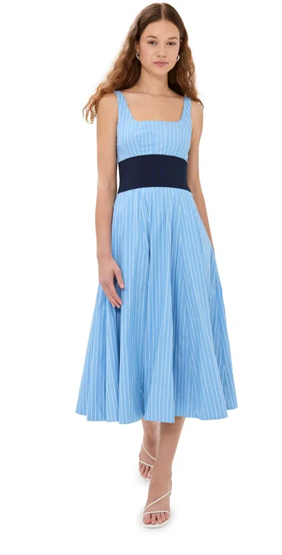 Staud Rig Dress Azure Pinstripe | ModeSens