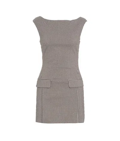 Staud Walker Dress Dark Chocolate Micro Check In Multi | ModeSens