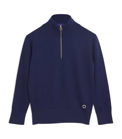 Stefano Ricci Kids' Alpha Cashmere Quarter-zip Sweater In Navy | ModeSens