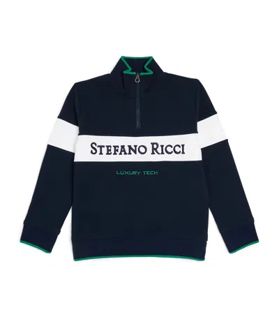 Stefano Ricci Kids' Logo Half-zip Sweatshirt In Blue | ModeSens