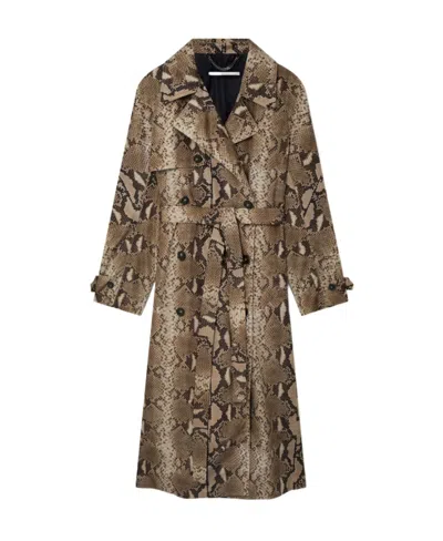 Stella Mccartney Python-print Belted Trench In Brown | ModeSens