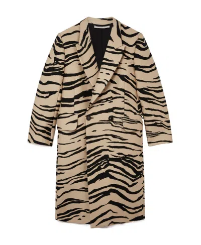 Stella Mccartney Tiger-pattern Double-breasted Coat In Nude | ModeSens