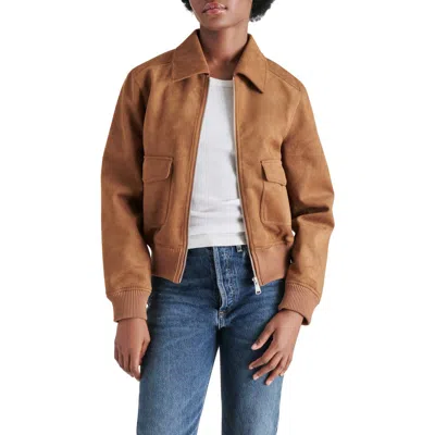 Steve Madden Faux Suede Bomber Jacket In Toast | ModeSens