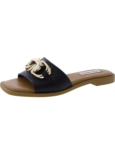 Steve Madden Gene Womens Slide Square Open Toe Slide Sandals In Black ...