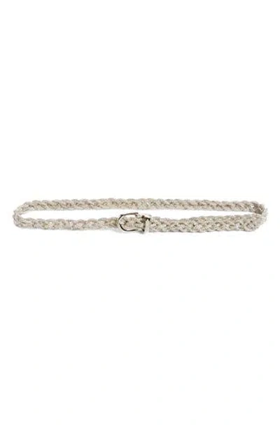 Steve Madden Rhinestone Rope Braided Belt In Silver | ModeSens
