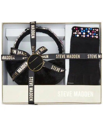 Steve Madden Women's 2-pc. Bedazzled Gems Earmuffs & Gloves Boxed Gift ...