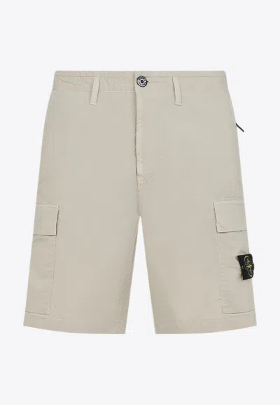 Stone Island Logo Patch Cargo Shorts In Nude & Neutrals | ModeSens