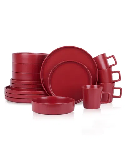 Stone Lain Cleo 16pc Stoneware Dinnerware Set In Red | ModeSens