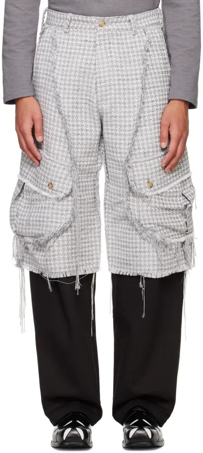 Strongthe Black & White Layered Pouch Cargo Pants In Black / White ...